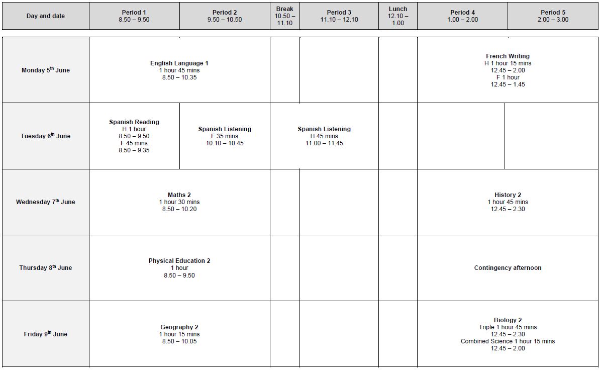 Yr11 GCSE Exams – Summer 2024 – Linton Village College