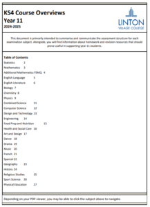 KS4 Course Overviews – Linton Village College